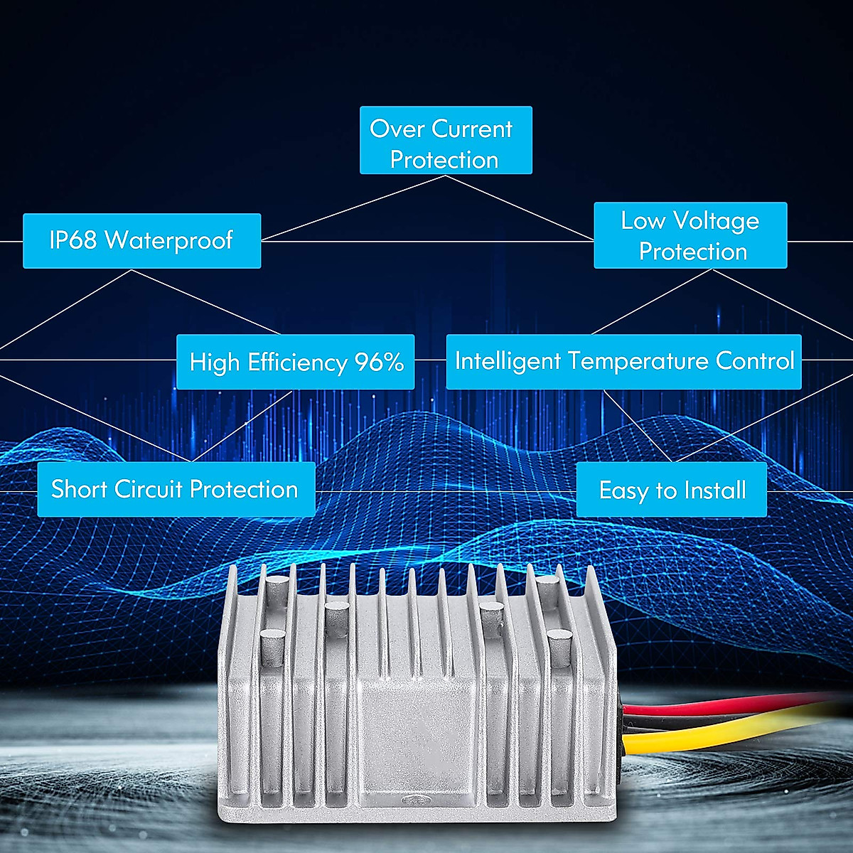 SUPERNIGHT Voltage Reducer DC 48V to 12V 30A 360W Step Down Converter, IP68 Waterproof Voltage Regulator, Voltage Reducer 48V to 12V Golf Cart Club Car forklifts (DC48V to 12V 30A)