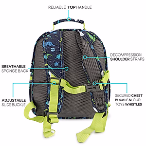 mibasies Toddler Backpack for Boys 2-4: Cute Kids Backpacks Boys - Preschool Kindergarten Backpack - Galaxy Dinosaur