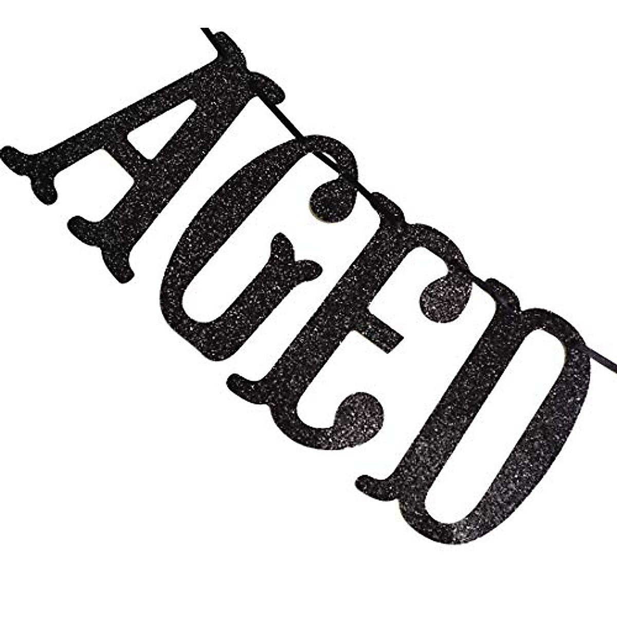 Qttier Aged to Perfection Banner for 50th 60th 70th 80th 90th 100th Birthday Anniversary Party Decorations Assembled Supplies Decor Favors Bunting Photo Booth Props Sign (Black Glitter)