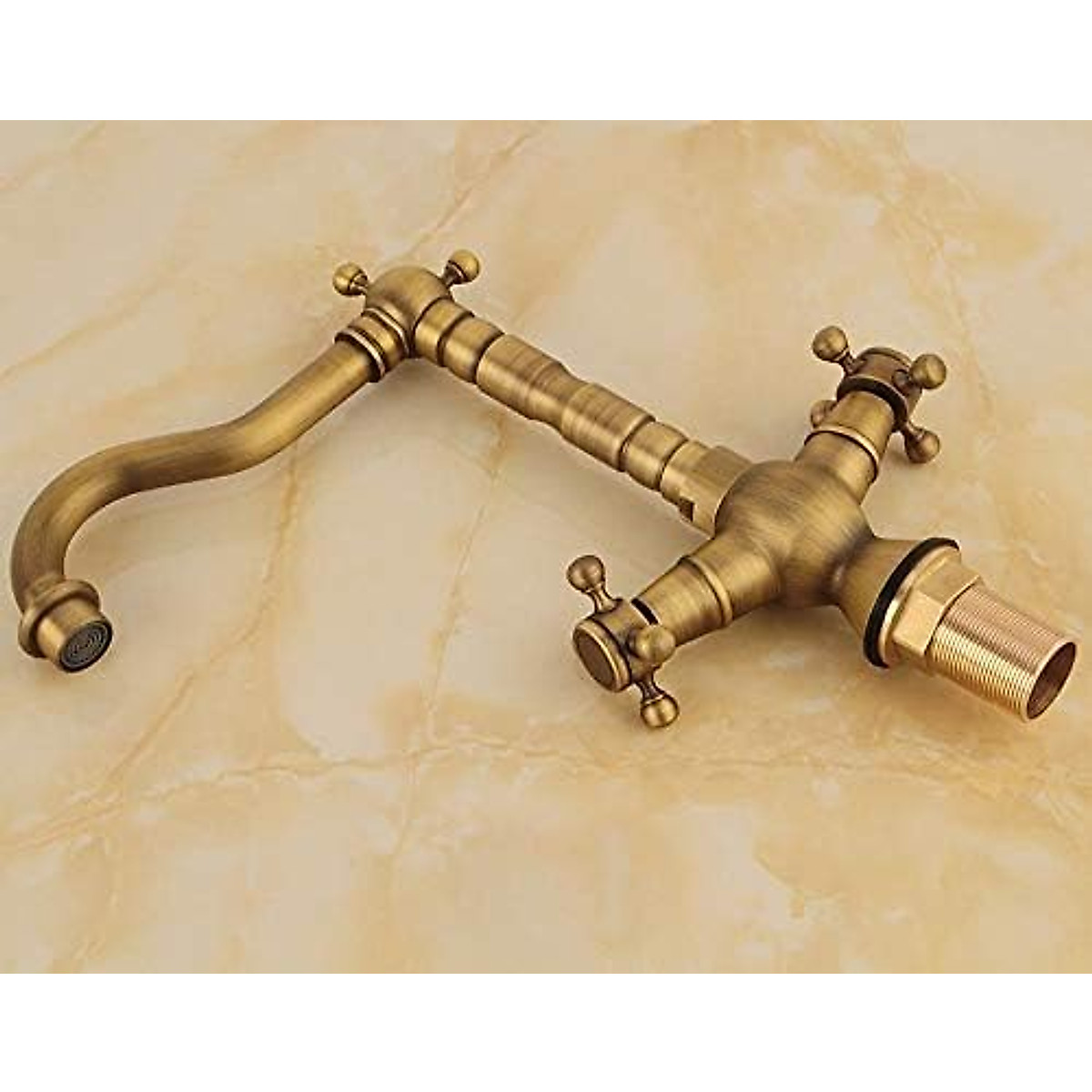 Kitchen Taps Basin Faucets Antique Brass Bathroom Sink Faucet Spout Double Cross Handle Bath Kitchen Mixer Hot and Cold Tap
