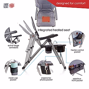 POP Design The Hot Seat, USB Heated Portable Camping Chair, Perfect for Outdoor, Sports, Beach, or Picnics. (Battery Pack Not Included)