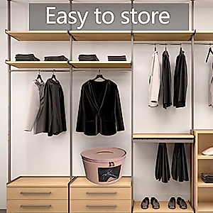 MIGHTYDUTY Portable Hat Storage Box Stackable Foldable Collapsible Large Capacity Hat boxes Round Hat Container with Dust Proof Lid Travel Cap Boxes Felt Stuffed Animal Toy Storage (Middle Pink)