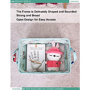 FANKANG Storage Basket,Nursery Hamper Canvas Laundry Basket Foldable with Waterproof PE Coating Storage, Office, Bedroom, Clothes,Toys (Rec-Car)
