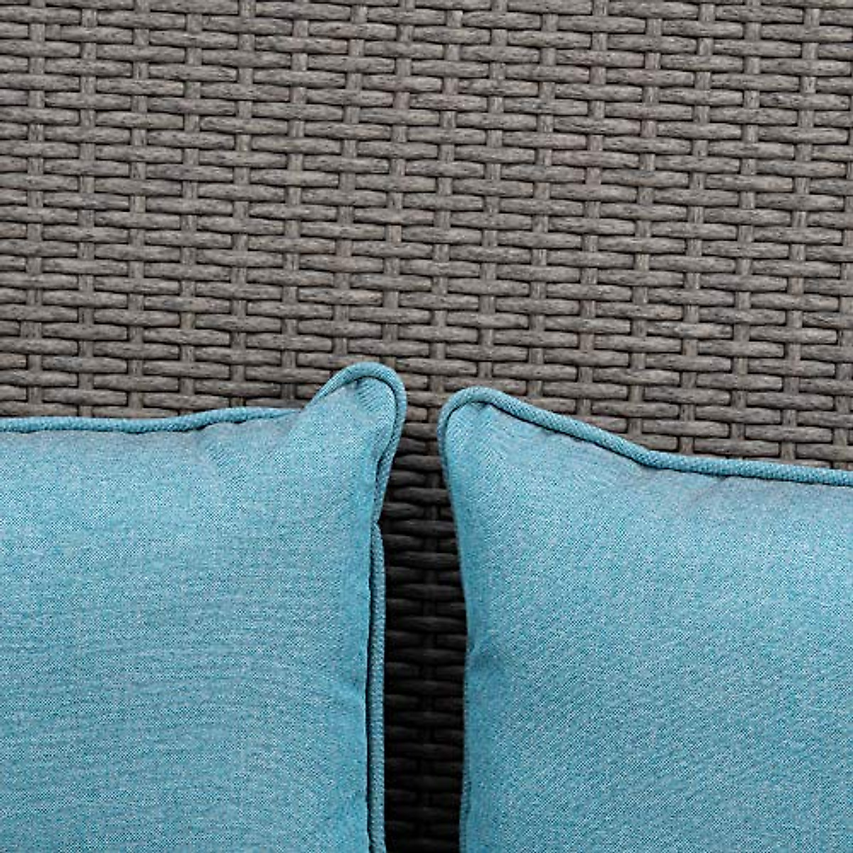 Royal Garden Patio Set - 4 Piece Patio Set - Deep Seating Wicker Outdoor Patio Set - Waikiki Collection - Conversation Set Patio Furniture - Grey/Teal