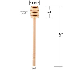 100-Pack 6 Inch Portable Wooden Jam Honey Dipper Honey Sticks for Honey Jar Dispense Drizzle Honey (6inch 100pcs)