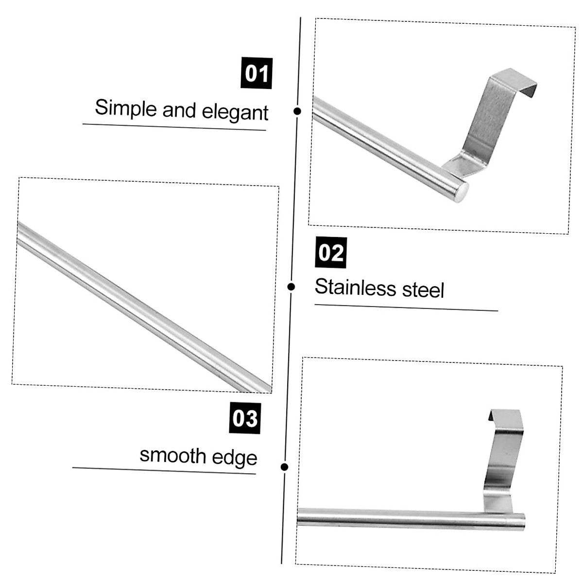 Zerodeko 2pcs Stainless Steel Towel Rack Over Door Towel Bar Over The Door Towel Holder Rattan Lamp Shade Cabinet Door Hanging Pole Cabinet Towel Holder Tea Towel Multifunction