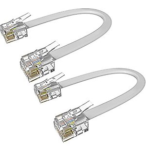 Short Phone Cord, 2 Pack 3 inch RJ11 6P4C Male to Male Telephone Landline Extension Cable Line Wire Connector for Landline Telephone, Modem, Fax Machine, White