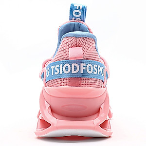 TSIODFO Sneakers for Women Slip on Athletic Running Walking Shoes Breathable Comfort Runner Gym Workout Tennis Shoe Pink Blue Size 8.5