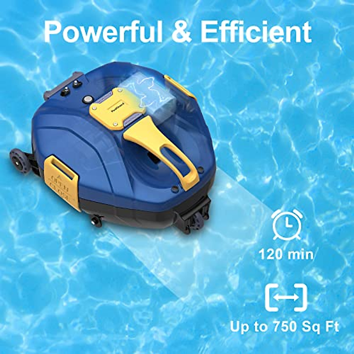 Cordless Robotic Pool Cleaner,Automatic Rechargeable Pool Robot Vacuum with Max 120 Mins Working Time,for Above/In-Ground Swimming Pools Up to 753 Sq Ft,Poolguard