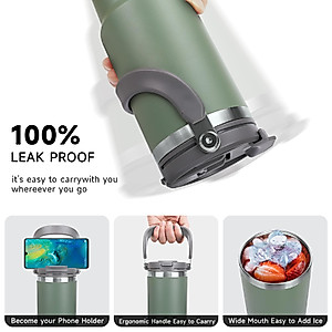 Riley Joy 30 oz Tumbler with Handle and Straw Lid, Insulated Stainless Steel Double Walled Vacuum Water Bottle for Office, Home, Sport or Car, Travel Mug for Hot and Cold