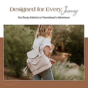 Citi Collective Journey Pearl Vegan Leather Diaper Bag Backpack | Elegant, Multifunctional, Travel Diaper Bag with Changing Pad, Stroller Straps & Insulated Bottle Pockets.