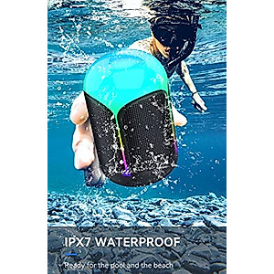 soundynamic Vibe Portable Bluetooth Speaker, Wireless Speaker with RGB LED Light, IPX7 Waterproof, TWS Pairing, Stereo Sound, Stronger Bass, APP Control, Bluetooth 5.0 for Party Beach Outdoor - Black