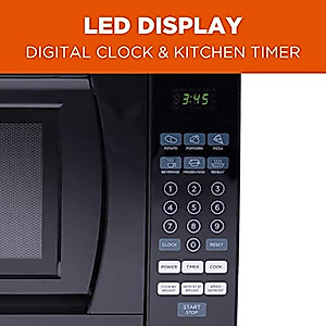 BLACK+DECKER BCRK25B Compact Refrigerator Energy Star Single Door Mini Fridge with Freezer, 2.5 Cubic Feet, Black & Commercial Chef CHM770B Countertop Microwave, 0.7 Cubic Feet, Black