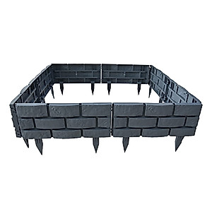 Ram® 8 X Grey Brick Effect Garden Lawn Edging Grey Lawn Border Stone Effect 5M METRE