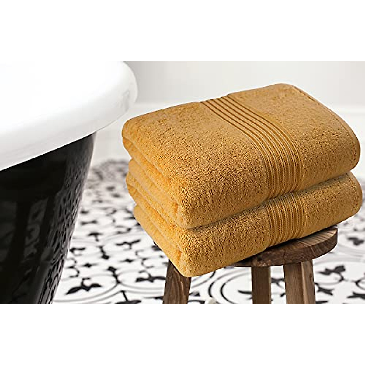 ZUPERIA 100% Combed Cotton Bath Sheet- 600 GSM- (35" x 70") 2 Pack Ultra Soft Large Bath Towels, Highly Absorbent Daily Usage Oeko-TEX Certified Ideal for Pool, Home, Gym (Beige)