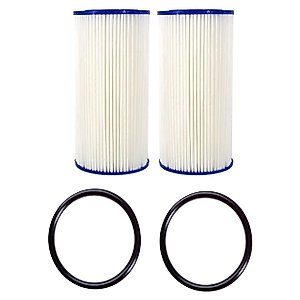 CFS - 2 Pack Pleated High Flow Water Filter Cartridges And 2 O-Rings Compatible with AO-WH-PREL-RP, HDX HDX4PF4 Models - Remove Bad Taste & Odor – Whole House Replacement Water Filter Cartridge