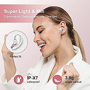 Wireless Earbud, Bluetooth Headphones 5.3 Stereo Bass Earphones 2023 Noise Cancelling Ear Buds 40H Dual Mic Call, in-Ear USB-C LED Display IP7 Waterproof Sport Headset for Android iOS