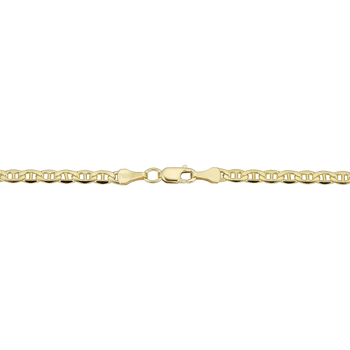 Kooljewelry 14k Yellow Gold Filled Solid Mariner Link Chain Necklace (3.3 mm,30 inch)
