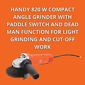 Fein Handy Compact Angle Grinder Tool with 5-8/11" Mounting Thread and 4-1/2" Grinding Wheel - Metal/Plastic, 820 W, 12,500 RPM - WSG 7-115 PT/72223160120