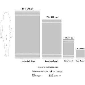 CASA COPENHAGEN Solitaire 6 Pieces Towel Set- Bright White, 600 GSM 2 Bath Towel 2 Hand Towel 2 Washcloth, Designed in Denmark Made of Soft Egyptian Cotton for Bathroom, kitchen & Shower