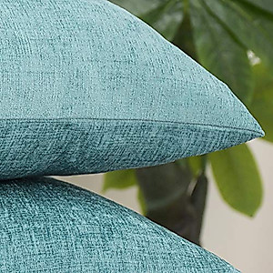CaliTime Pack of 2 Cozy Standard Pillow Shams Cases for Bed Bedding Decoration Solid Dyed Soft Chenille 20 X 26 Inches Teal
