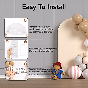 CANKOO 6.6FT Wedding Arch Backdrop Cover, Spandex Fitted Arch Cover for Round Top Chiara Backdrop Stand, Arch Backdrop Stand Cover for Birthday Party Decoration (Beige)