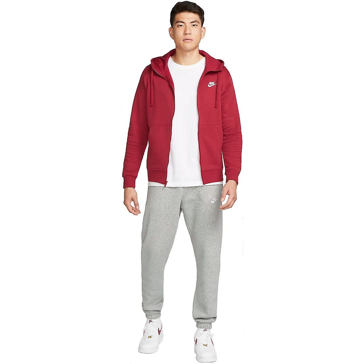 Nike "Sportswear Club Fleece Men's Full-Zip Hoodie (BV2645-690) Pomegranate, Size: Small