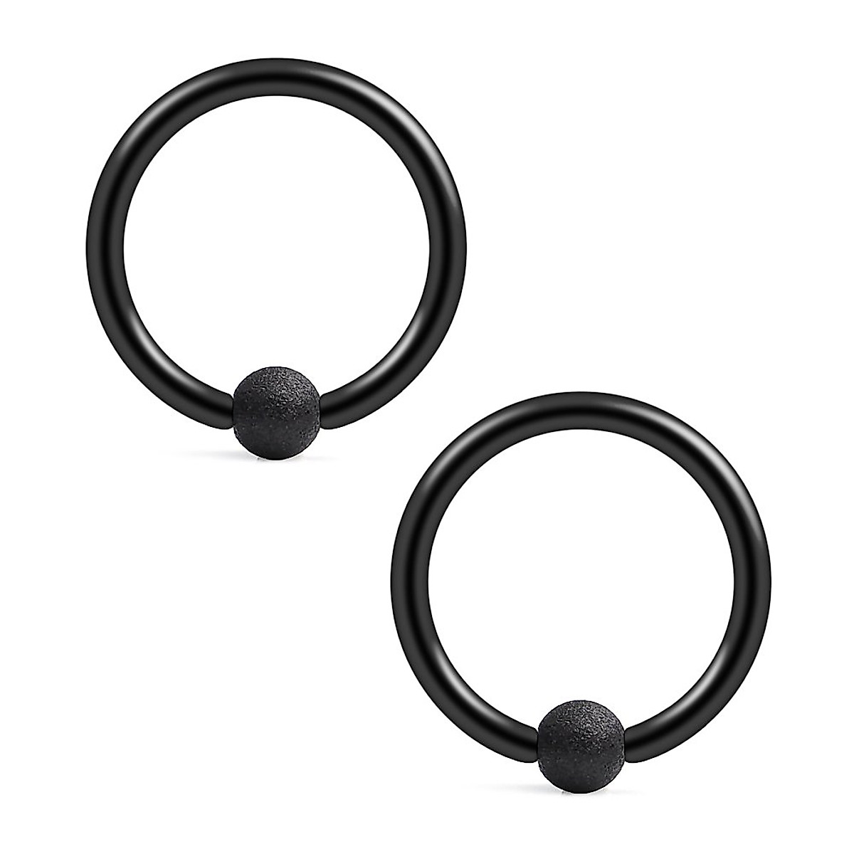Ruifan 12PCS 316L Surgical Steel Matte Captive Bead Rings Nose Belly Eyebrow Tragus Lip Ear Nipple Hoop Ring BCR 16G 10MM