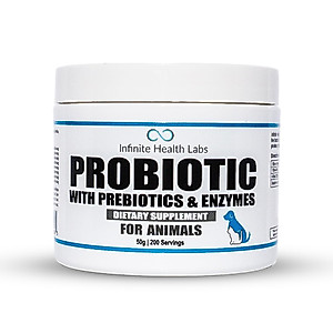 Probiotics for Dogs and Cats - Vet Formulated Made in USA Pet Prebiotic & Enzyme Powder for Digestive, Gut & Immune Health - 200 Servings (50 g)