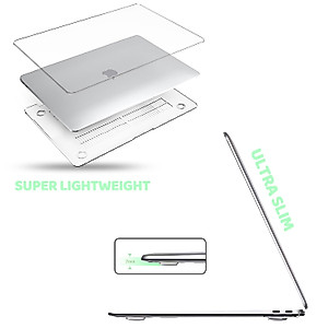 Anban Compatible with MacBook Pro 13 inch Case M2 2022, 2021 2020 2019 2018 2017 M1 A2338 A2251 A2289 A2159 A1989 A1708 A1706 Touch Bar, Clear Plastic Hard Shell Case +Keyboard Cover +Screen Protector