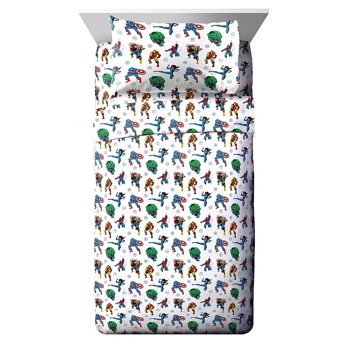 Jay Franco Marvel Avengers Fighting Team 4 Piece Twin Bed Set - Includes Reversible Comforter & Sheet Set Bedding - Super Soft Fade Resistant Microfiber (Official Marvel Product)