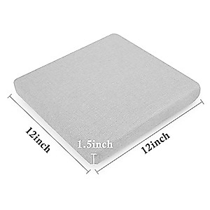 Tromlycs 12x12 Chair Cushion Bar Stool Square Seat Cushion with 4 Velcro Straps Slip Resistant Textured Wooden Metal Small Bar Stool Cover - Gray and White (1 Pack)