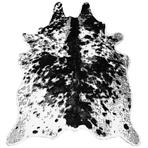 MustMat Faux Cowhide Rug Cow Print Rug Western Cowhide Area Rugs for Living Room (Black and White, 2.6ft x 4.1ft)