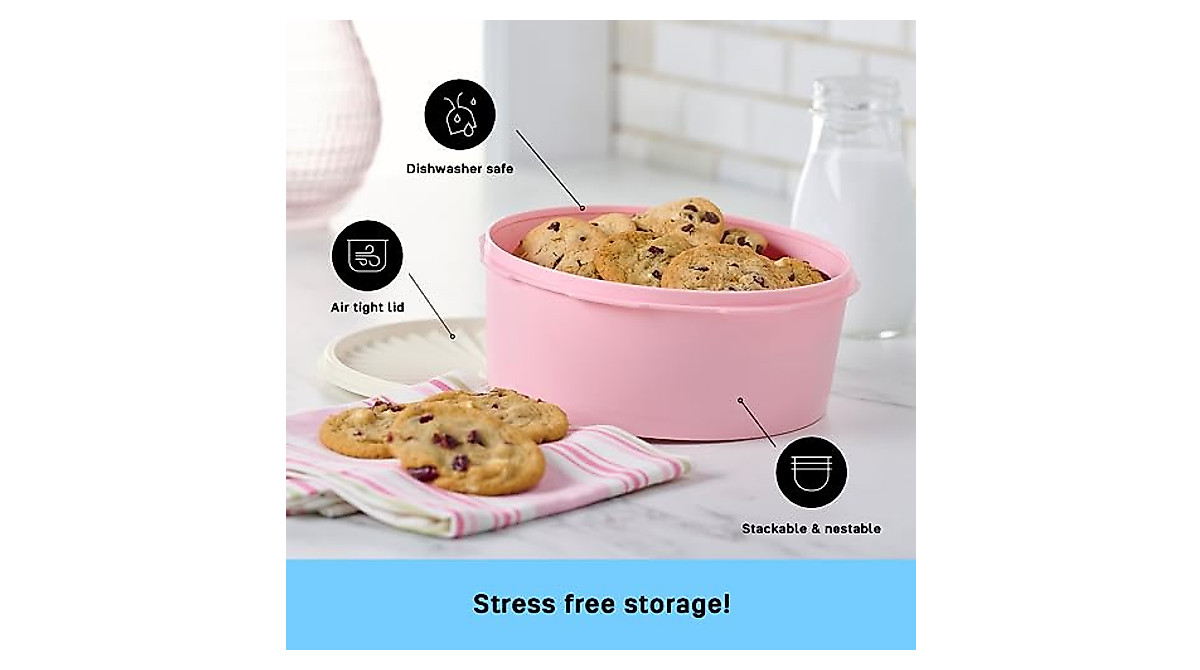 Tupperware Heritage Cookie Canister 7.6 Cups - Vintage Blue