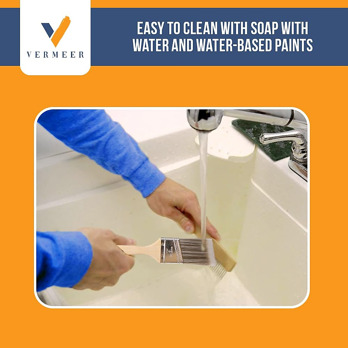 Vermeer Paint Brushes 6-Pack Angle Brushes in Assorted Sizes for All Latex and Oil Paints & Stains - Home Improvement - Interior & Exterior Use