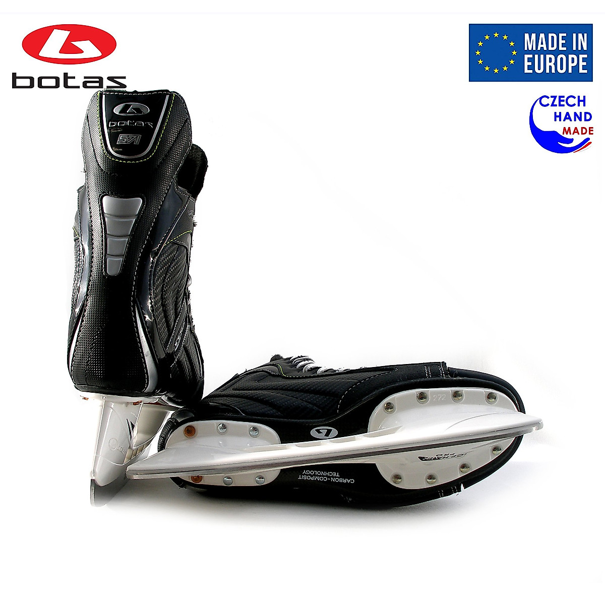 Botas - LARGO 571 PRO - Men's Ice Hockey Skates | Made in Europe (Czech Republic) | Color: Black, Size Adult 12