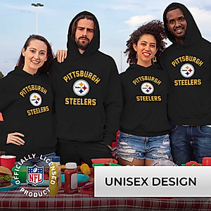 Team Fan Apparel NFL Adult Gameday Hooded Sweatshirt - Poly Fleece Cotton Blend - Stay Warm and Represent Your Team in Style (Pittsburgh Steelers - Black, Adult Large)