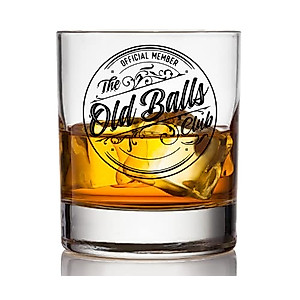 Old Balls Whiskey Glass - Funny Retirement or Birthday Gifts for Men - Unique Gag Gifts for Dad, Grandpa, Old Man, or Senior Citizen, 30th, 40th, 50th, 60th Birthday Gift for Men