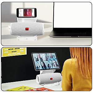 TXEsign Acrylic Table Stand Speaker Holder for JBL Charge 3/JBL Charge 4/JBL Charge 5/iPhone Smartphone, Clear Desktop Stand Holder for JBL Bluetooth Speaker and Smartphone (Transparent)