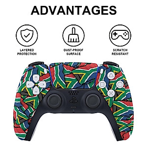 South African Flag Compatible with PS5 Console and Controller Sticker Skin, Durable, Scratch-Resistant, and Bubble-Free (Digital Version)