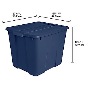 Sterilite 20 Gallon Stackable Plastic Storage Tote Container Bin with Latching Lid For Home and Garage Organization, Marine Blue (6 Pack)