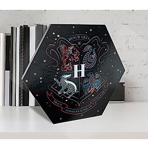 Harry Potter – Hogwarts School of Witchcraft and Wizardry – Crest - 11.5” X 10” Hexagon Shaped KNEXAGON Wood Print – Hang Alone or Connect to Other Pieces – Officially Licensed Merchandise
