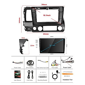 Android 11 for Honda Civic Car Stereo 2006-2011 with Wireless Carplay Android Auto, 10.1 Inch Touch Screen Car Radio Supports GPS Navigation, SWC, WiFi, Hi-Fi Sound System, FM/RDS, Split Screen