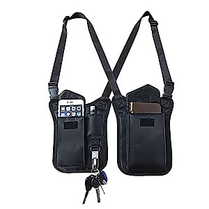 HFU Anti-Theft Hidden Underarm Strap Wallet Holster Bag Leisure Nylon Adjustable Double Shoulder Concealed Pocket Sport Outdoors (956# Black)