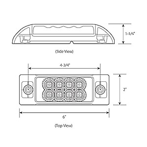 GG Grand General 77661 Amber Rectangular Spyder 8-LED Marker and Clearance Sealed Light with Clear Lens