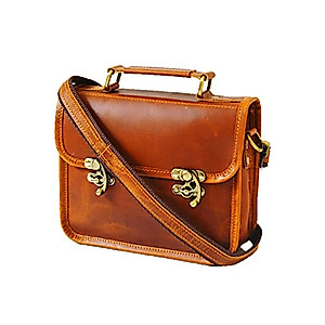 Jony Vintage Handmade Genuine Leather Purse For Women's Shoulder Messenger Crossbody Bag, Brown (9" L x 7" H x 3" W)