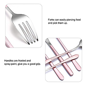 ArderLive Silverware Set, 20-Piece Stainless Steel Flatware Set Service for 4, Anti-Rust Mirror Polished Cutlery Set, Tableware Cutlery Set for Home Kitchen Hotel Restaurant (Pink+Sliver)
