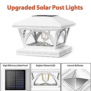 ENSLI Solar Post Cap Lights Outdoor, 6 Pack Brighter Solar Post Lights Outdoor Waterproof, Fence Post Cap Lights Solar Powered Deck Post Lights Fit 4x4 5x5 6x6 Posts for Fence Deck Garden Decoration