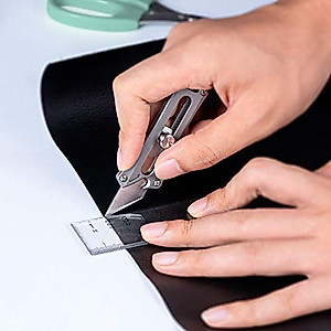 RovyVon V20 Titanium Utility Knife,Razor Blade Replaceable Knife,with Bottle Opener Keychain EDC Tool for Outdoor Hiking Camping (Gray)