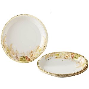 Kate Aspen Rustic Boho 9 in. Premium Paper Plates (350 GSM weight -Set of 16) - Perfect for Fall Weddings, Bridal Brunches, Bridal Showers, Baby Showers